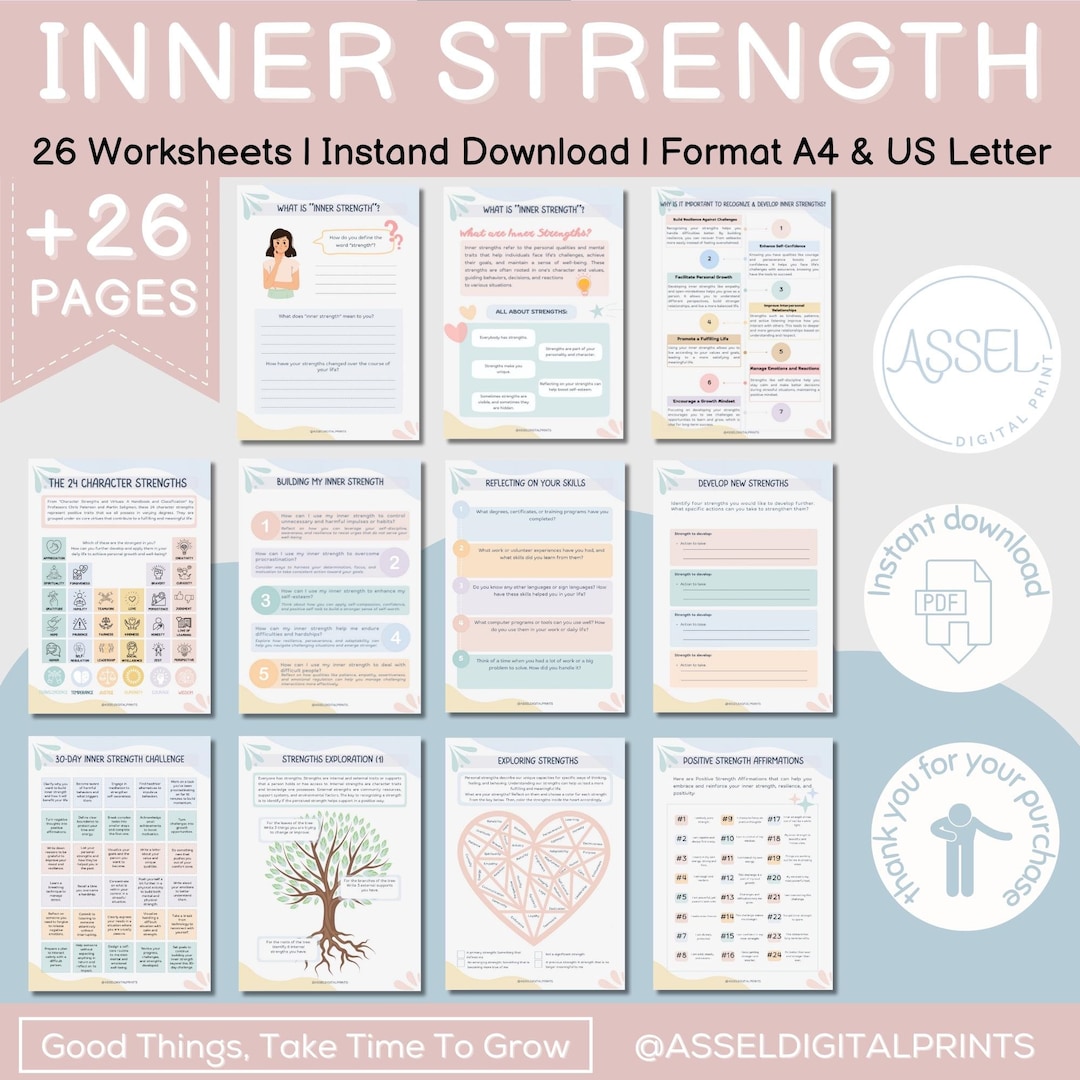 Inner Strength Worksheets, Solution Focused Therapy Strengths,character ...