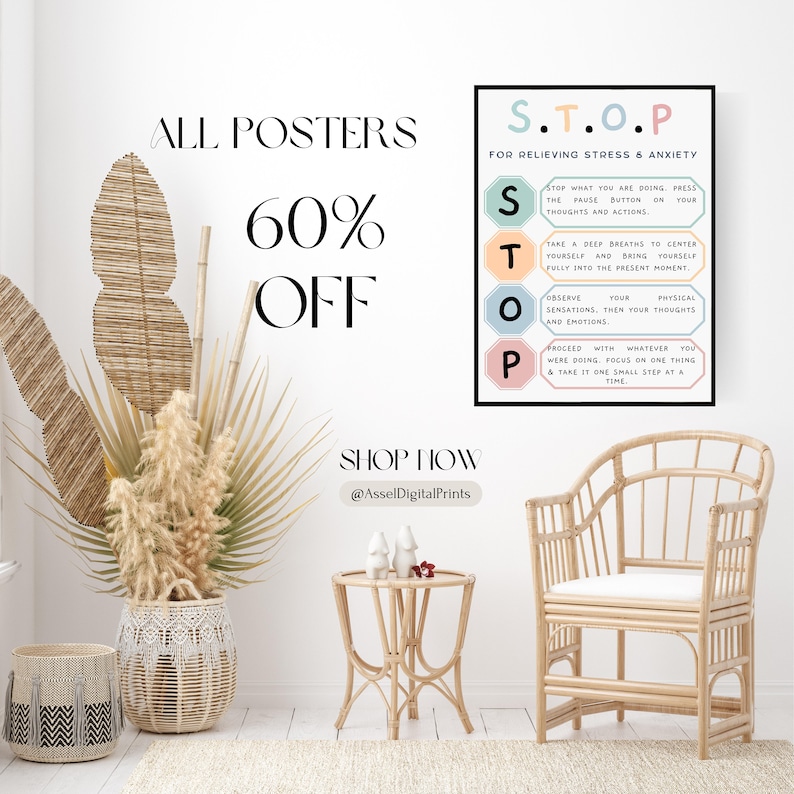 Mental Health Poster, Stop Grounding Technique, Calming Down Corne ...