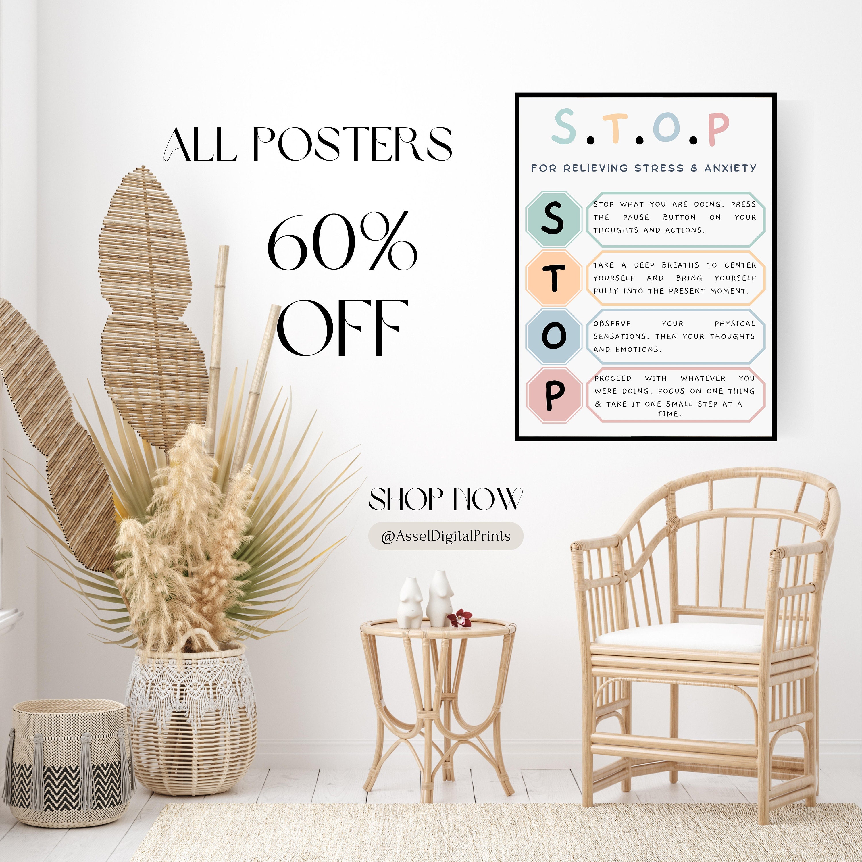 Mental Health Poster, Stop Grounding Technique, Calming Down Corne ...