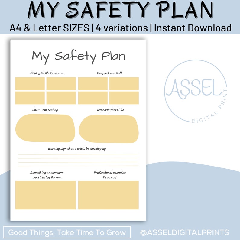 Crisis Safety Plan, Therapy Resources, Therapy Office Decor, School ...