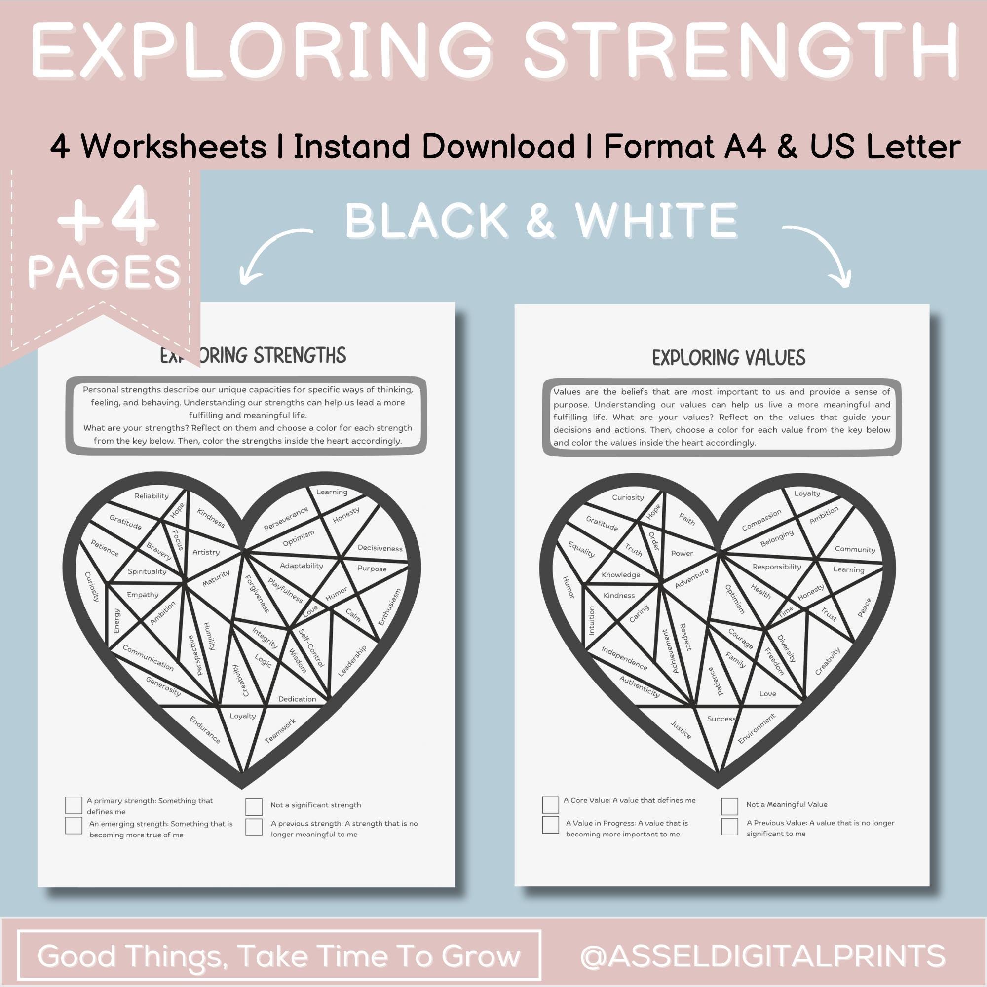 Strengths Coloring Worksheet, Therapy Tool, Mental Wellness Tool ...