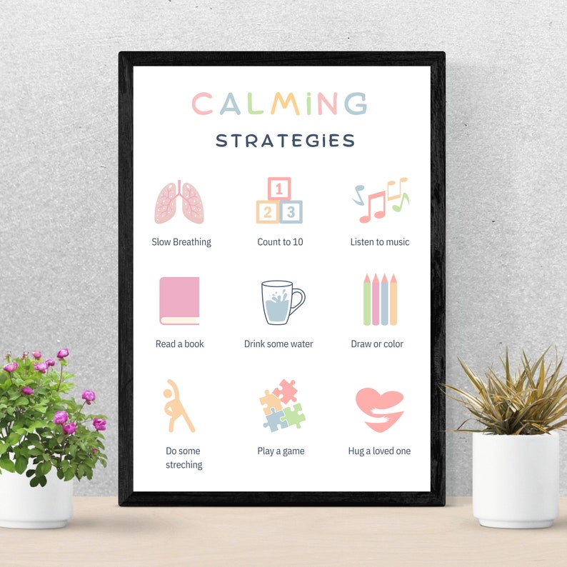 Calming Corner Strategies Poster Chart Therapy Office Decor - Etsy