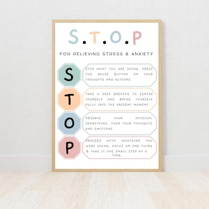 Mental Health Poster, Stop Grounding Technique, Calming Down Corne ...