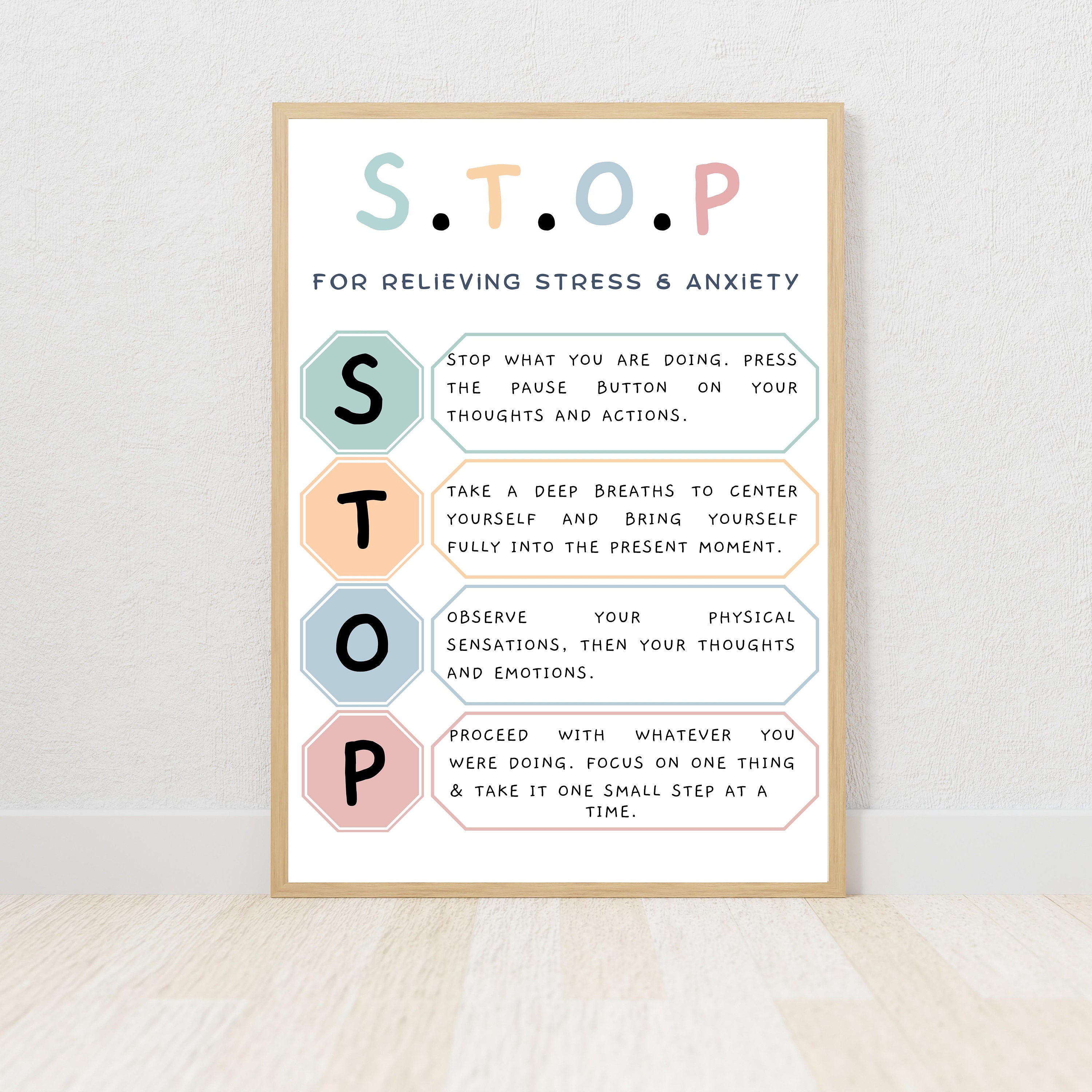 Mental Health Poster, Stop Grounding Technique, Calming Down Corne ...