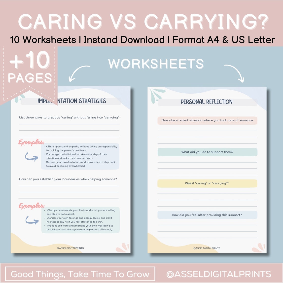 Caring Vs Carrying Worksheets, Healthy Boundaries, Therapy Tools (PDF ...