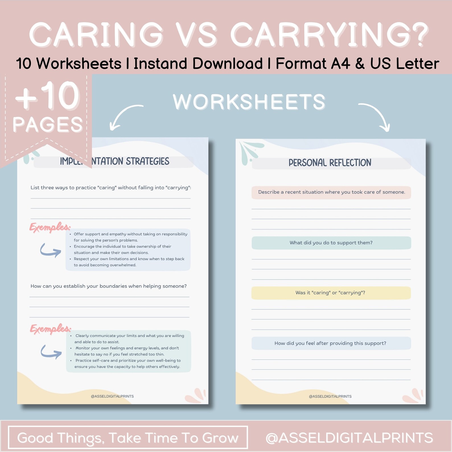 Caring Vs Carrying Workbook, Healthy Boundary Setting Worksheets ...