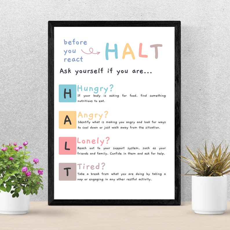 HALT Mental Health Poster: Counselor Office Decor (digital Download) - Etsy