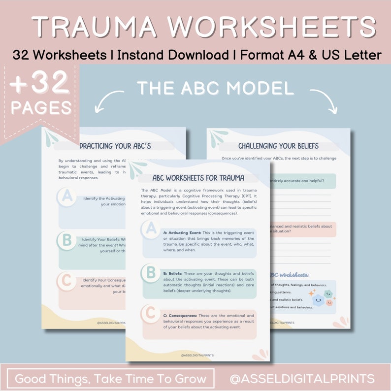 Trauma Worksheets Bundle, CBT, DBT, EMDR - Etsy
