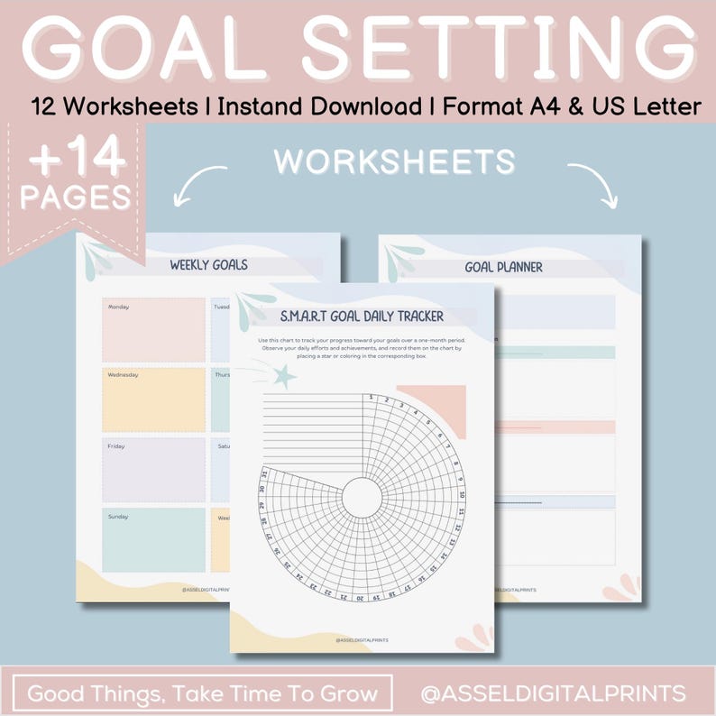 SMART Goal Setting Worksheet, Therapy Journal (PDF) - Etsy