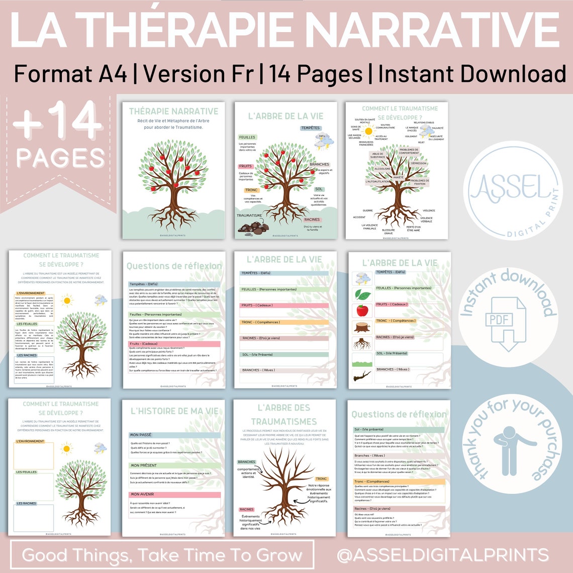 Narrative Therapy Life Story Worksheet in Frensh , Tree of Life ...