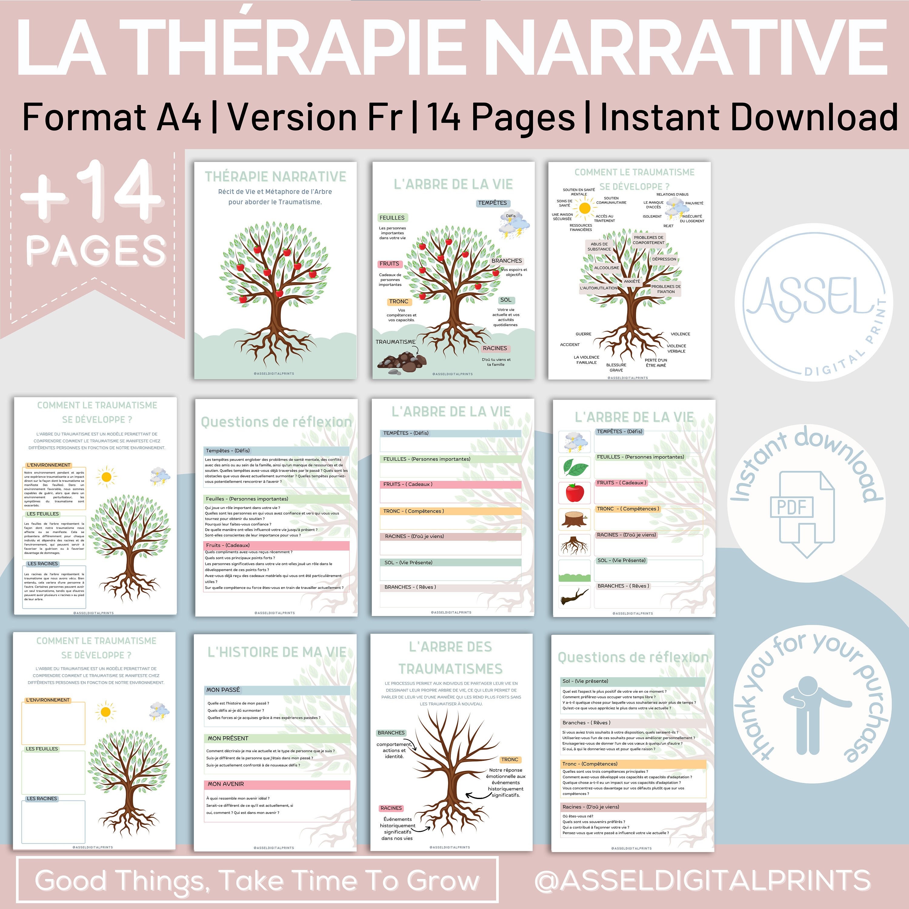 Narrative Therapy Life Story Worksheet in Frensh , Tree of Life ...