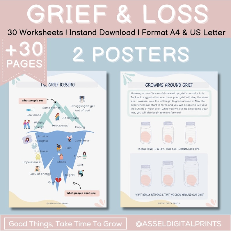 Grief and Loss Workbook, CBT Worksheets for Teens and Adults (PDF) - Etsy