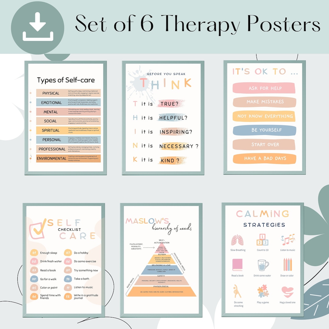 6 Therapy Posters for Therapy Office Decor and Psychological Counselors ...