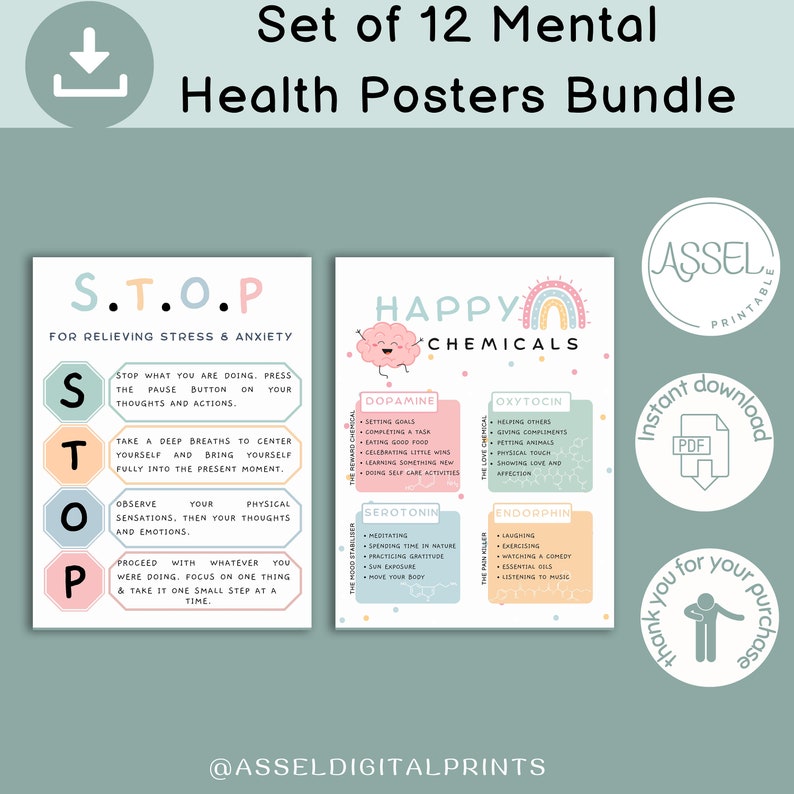 12 Therapist Office Decor School Counselor Posters Social Worker School ...