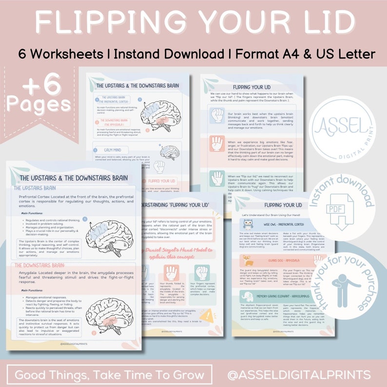 Flipping Your Lid Hand Model of the Brain Worksheet,emotional ...
