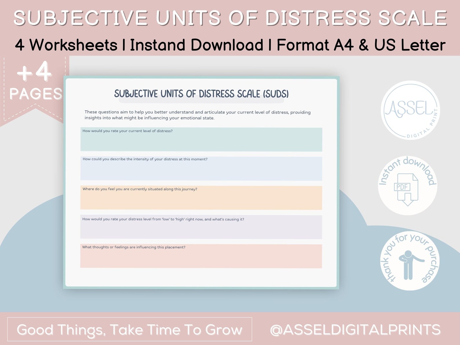 Subjective Units of Distress Scale, Suds , Therapy Worksheet, Emdr ...