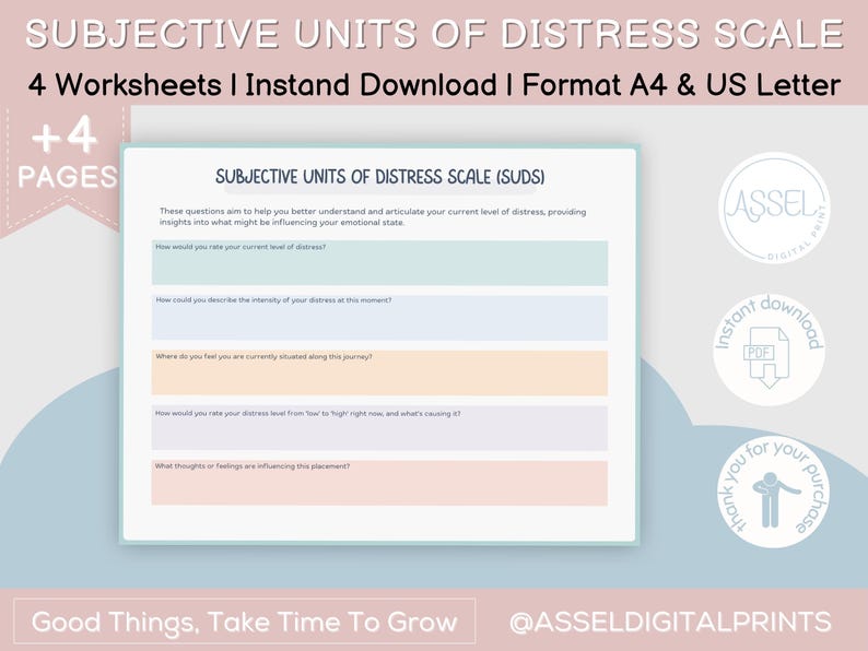 Subjective Units of Distress Scale, Suds , Therapy Worksheet, Emdr ...