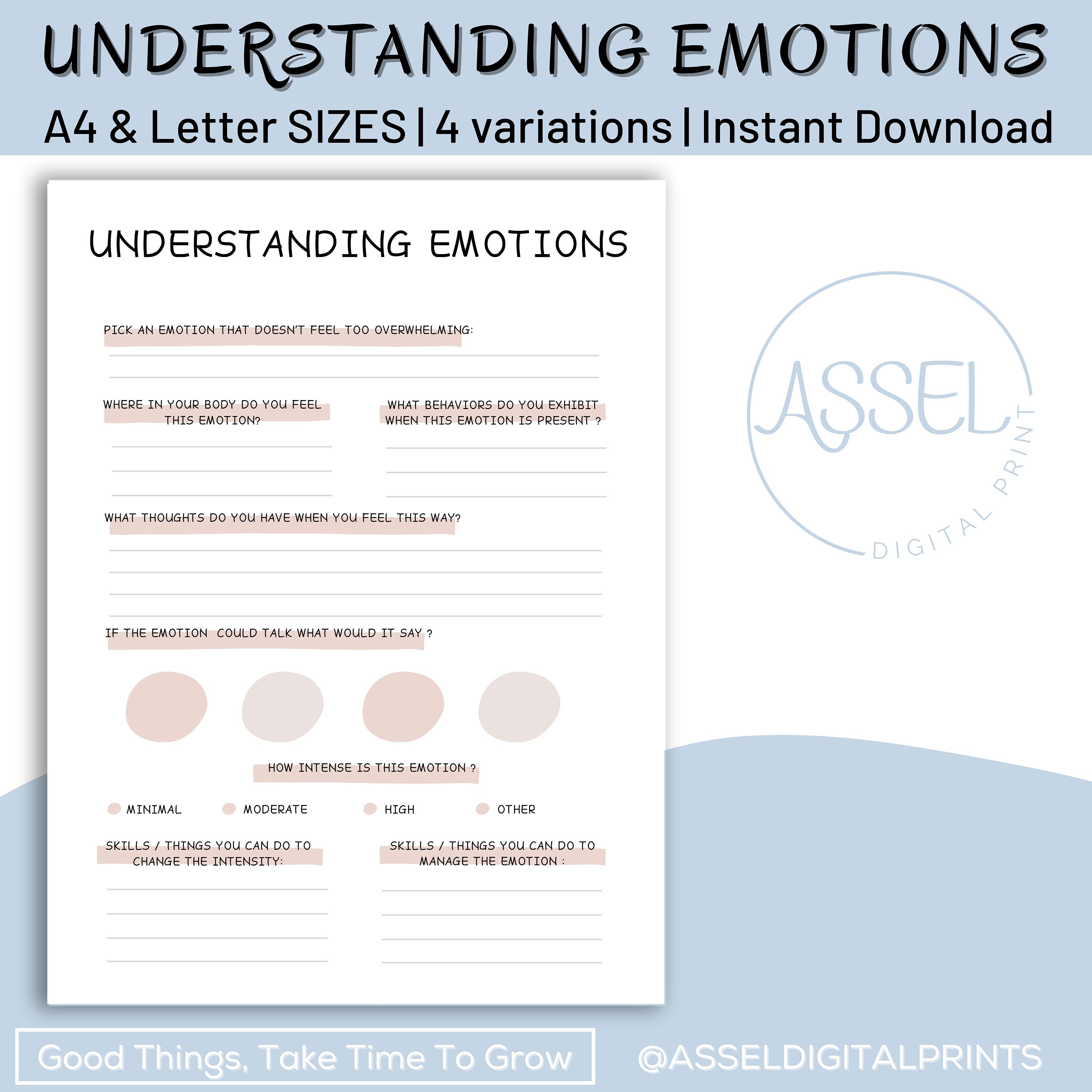 Understanding Emotions Printable Worksheet Journal Planner Notebook ...