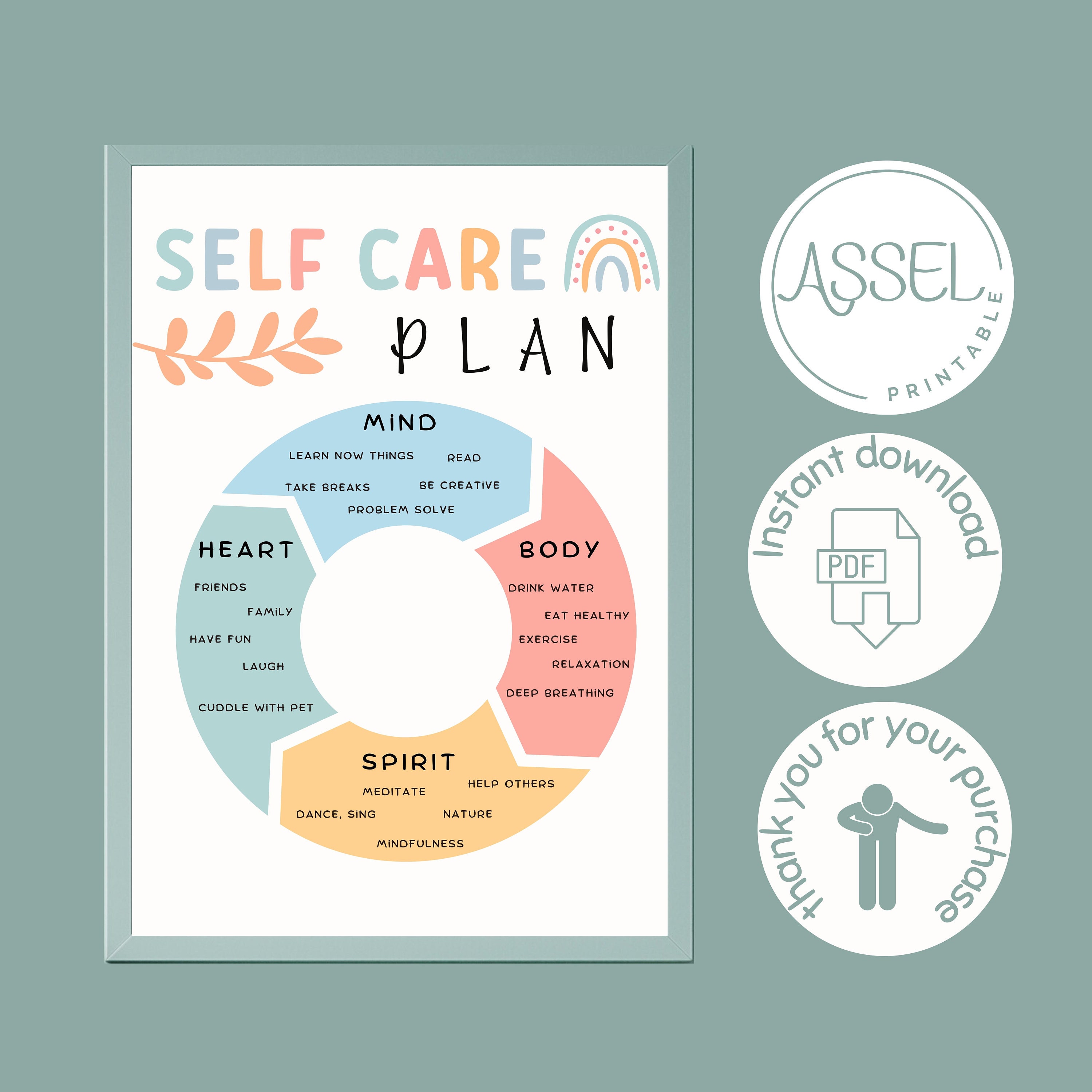 Self Care Plan Poster, Therapy Office Decor (digital Download) - Etsy