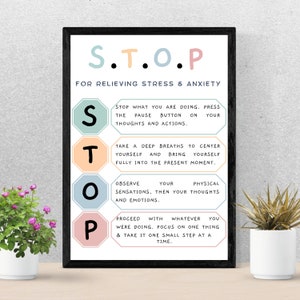 Mental Health Poster, Stop Grounding Technique, Calming Down Corne ...