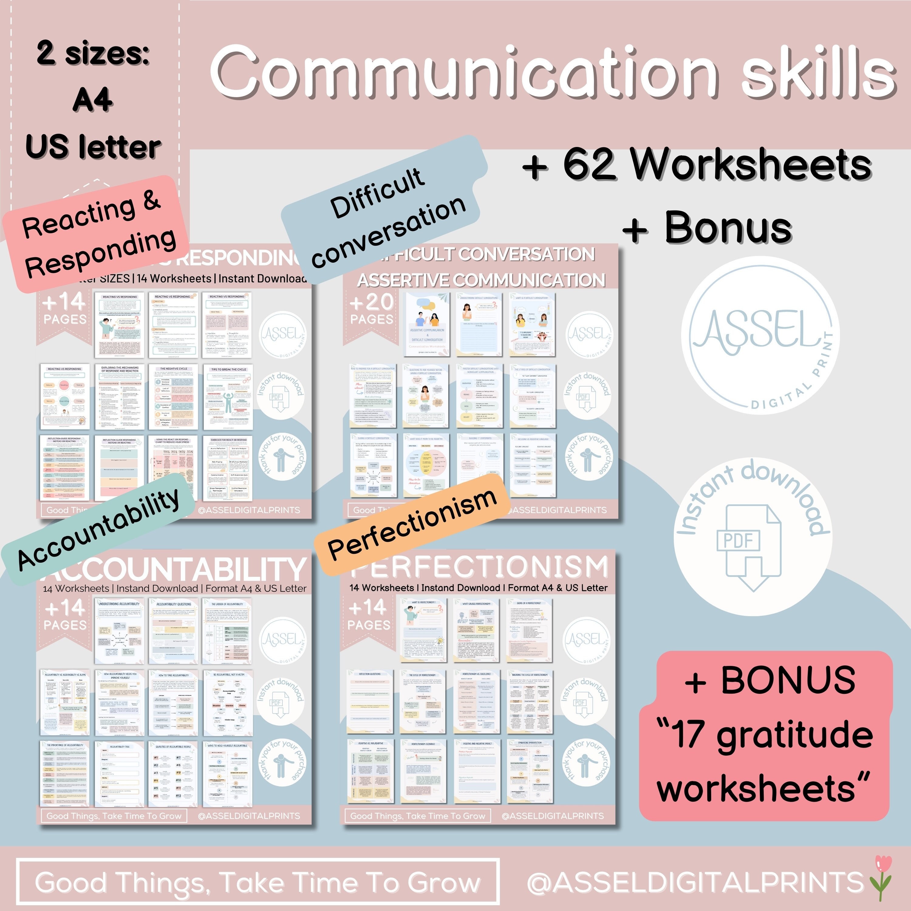 62 Assertive Communication Skills Bundle, Accountability ...