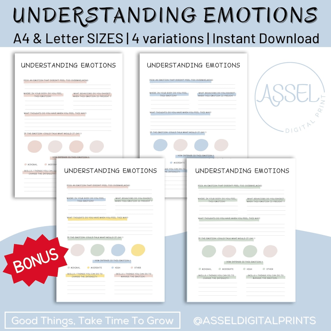 Understanding Emotions Printable Worksheet Journal Planner Notebook ...