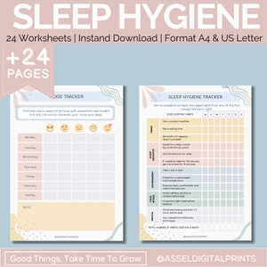 Sleep Hygiene Worksheets, CBT, Insomnia, Sleep Journal (digital ...
