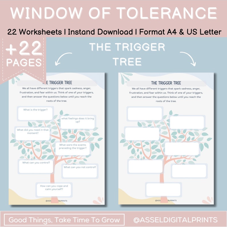 22 Window of Tolerance Worksheets, Trauma Therapy, Social Emotional ...
