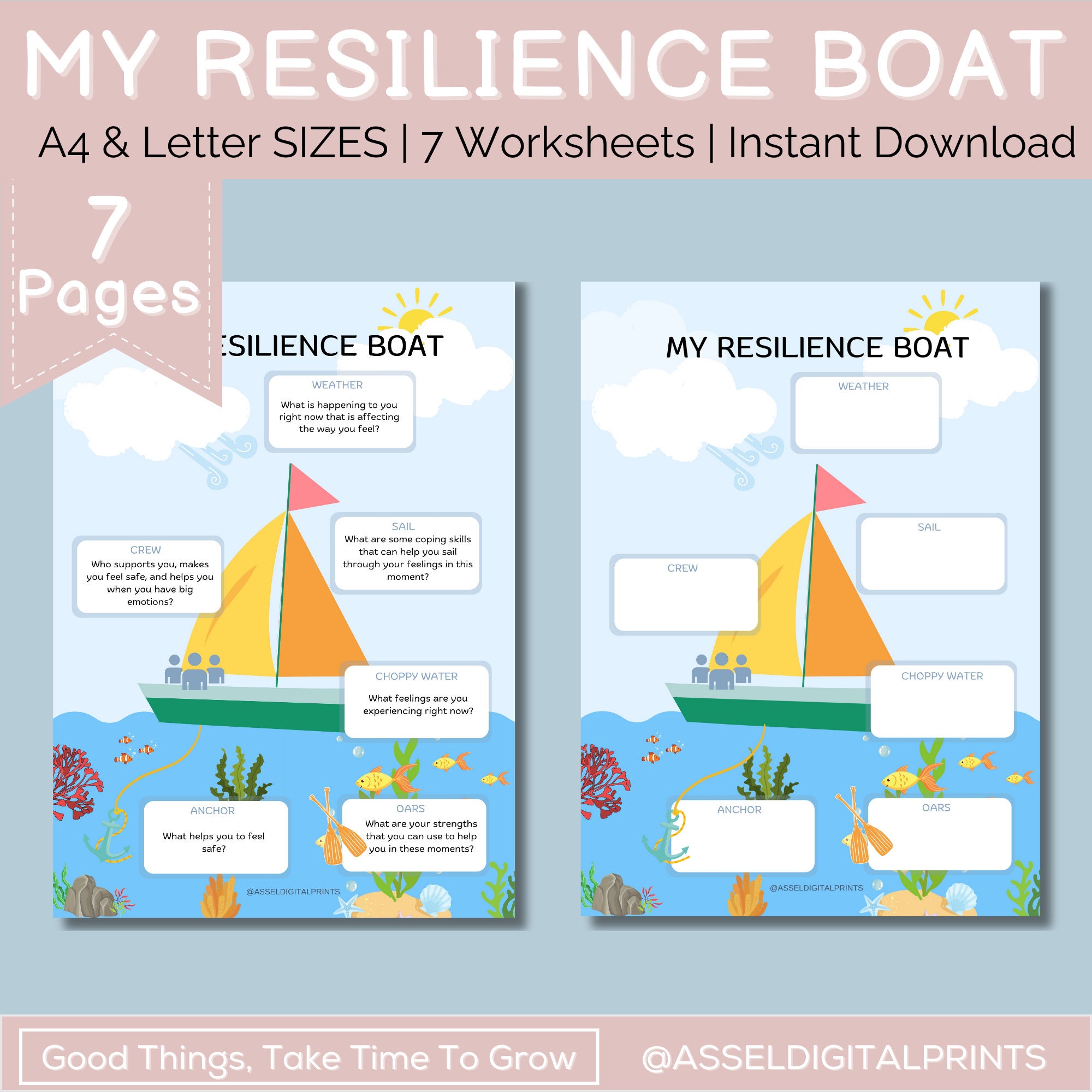 Resilience Boat Worksheet, Child Mental Well-being Resource, Kids ...
