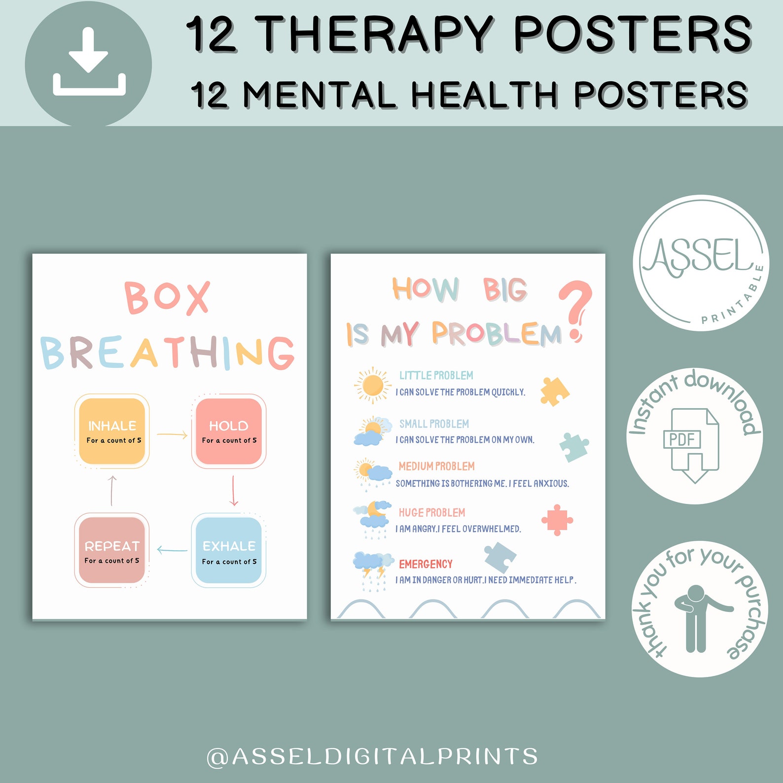 Therapist Office Decor, Mental Health Posters, Counseling Bundle ...