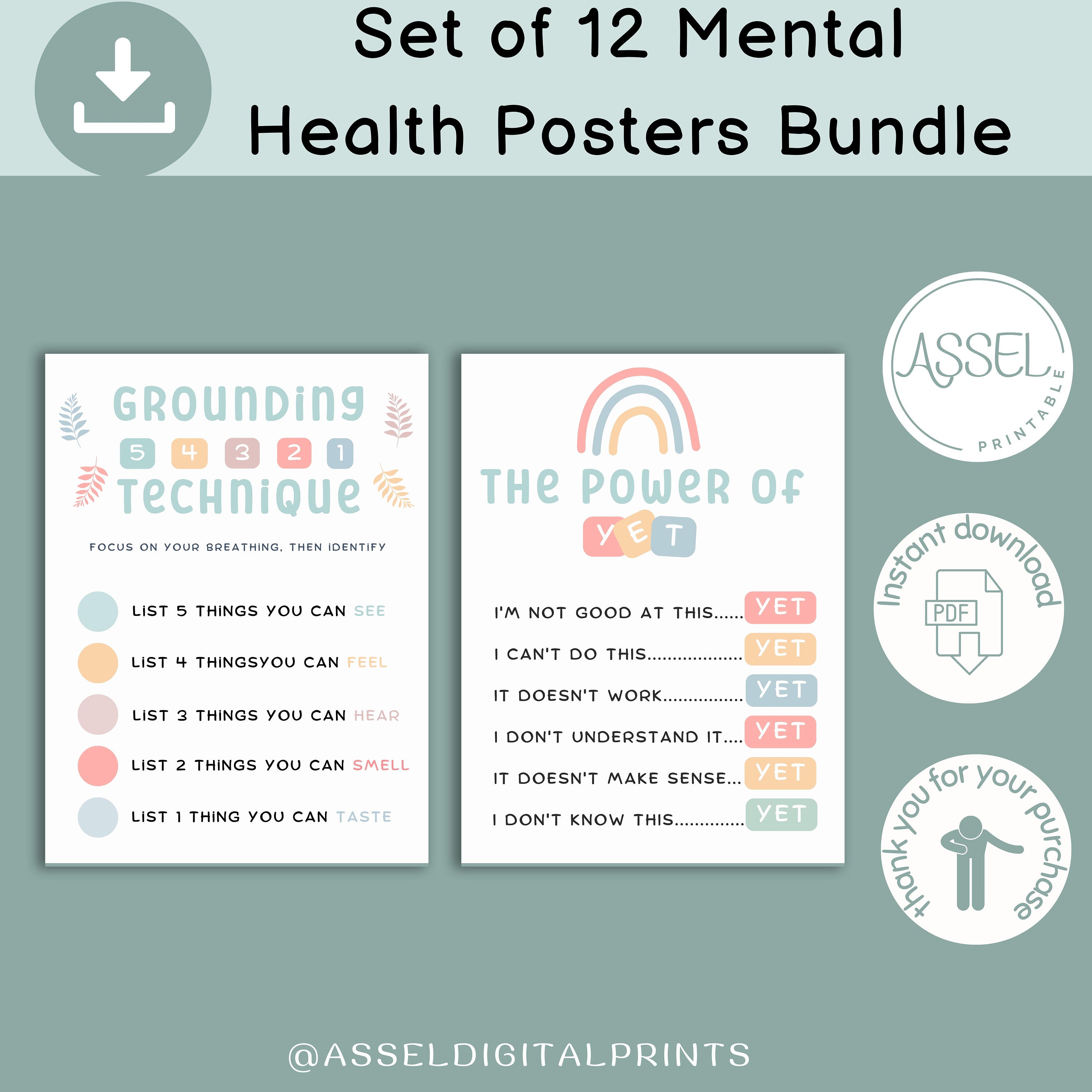 12 Therapist Office Decor School Counselor Posters Social Worker School ...