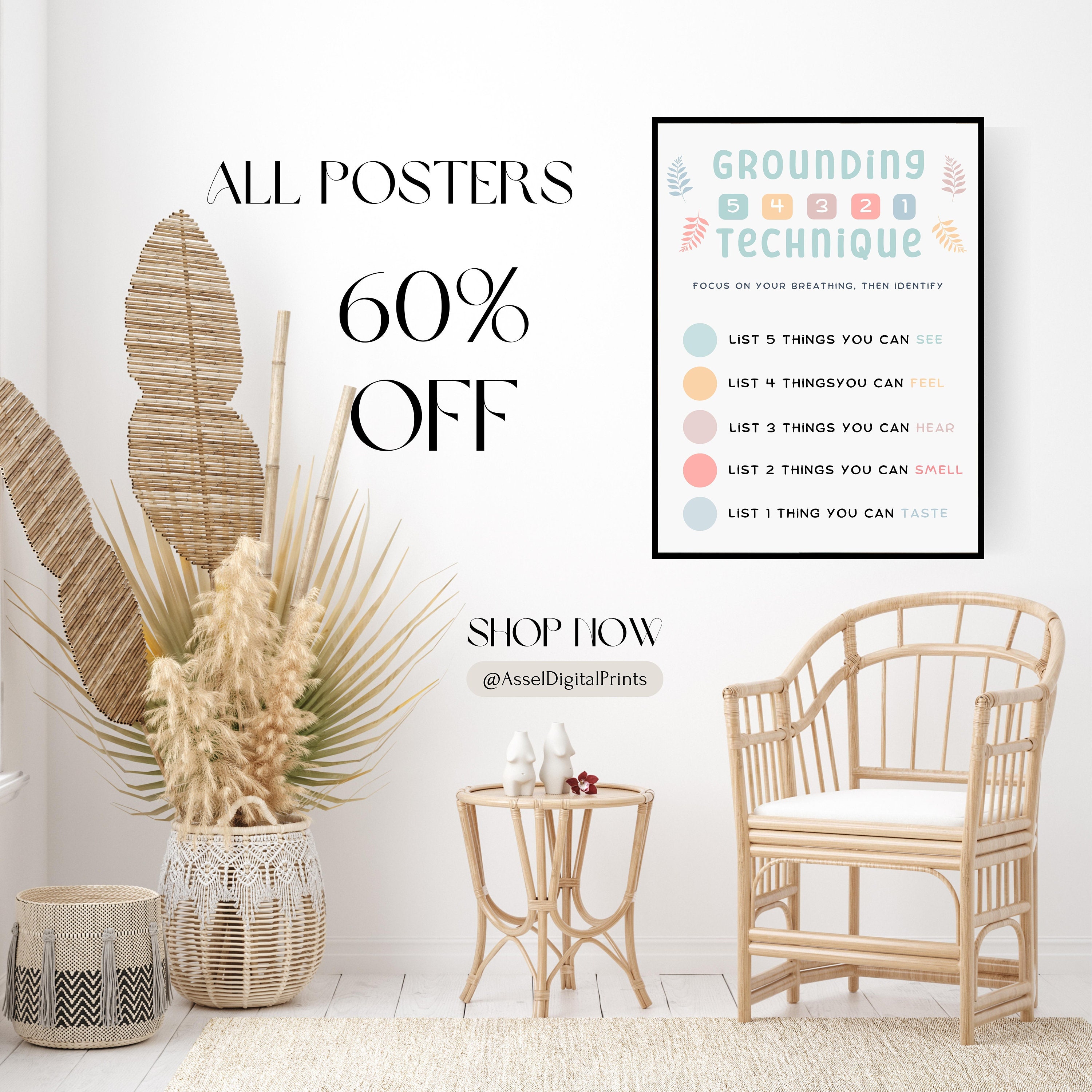 Grounding Technique Poster Therapy Tools Grounding Exercise - Etsy