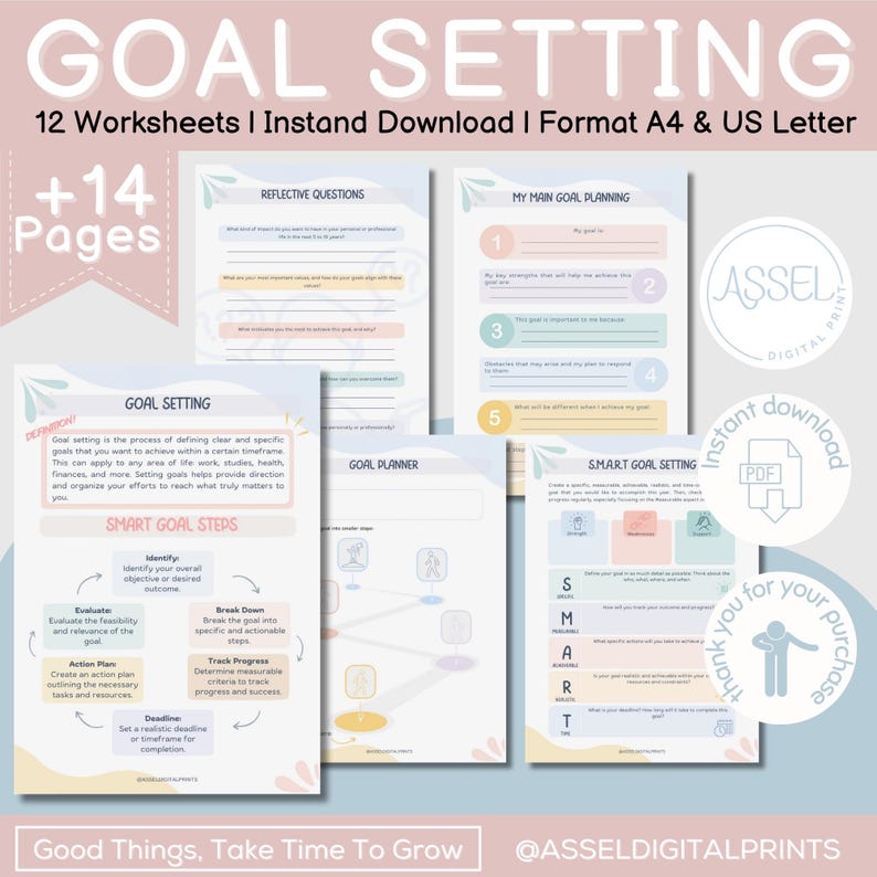 SMART Goal Setting Worksheet, Therapy Journal (PDF) - Etsy
