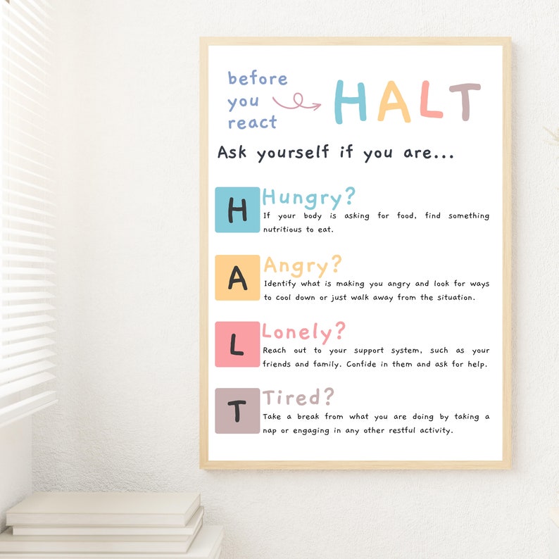 HALT Mental Health Poster: Counselor Office Decor (digital Download) - Etsy