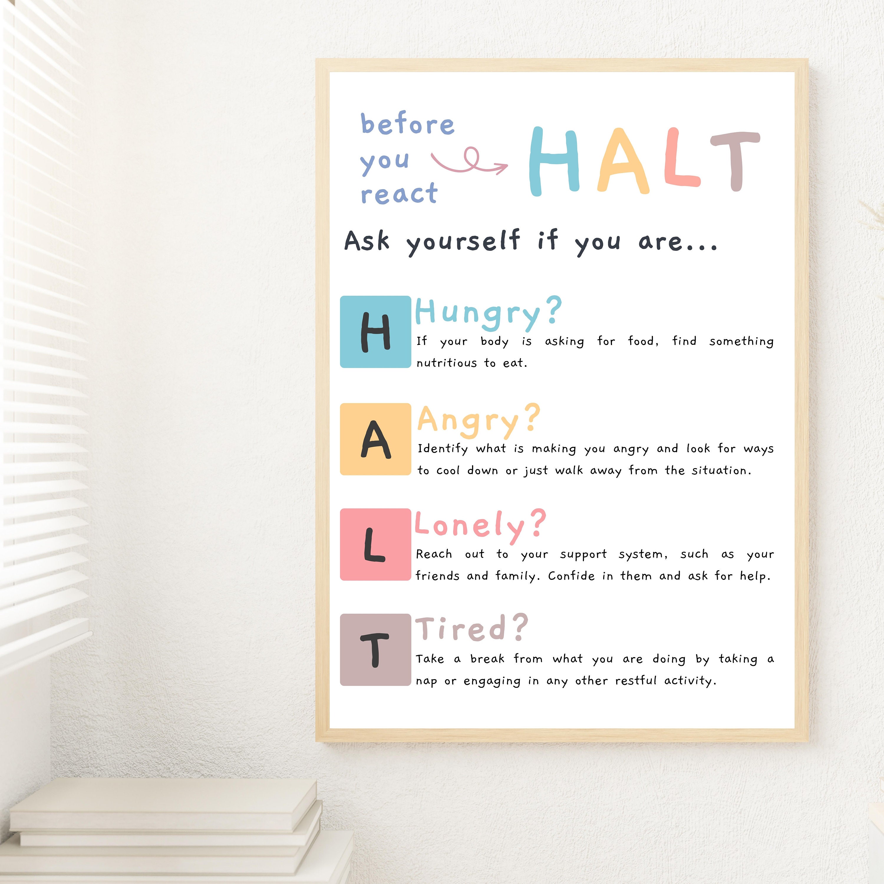 HALT Mental Health Poster: Coping Skills School Counselor Office Decor ...