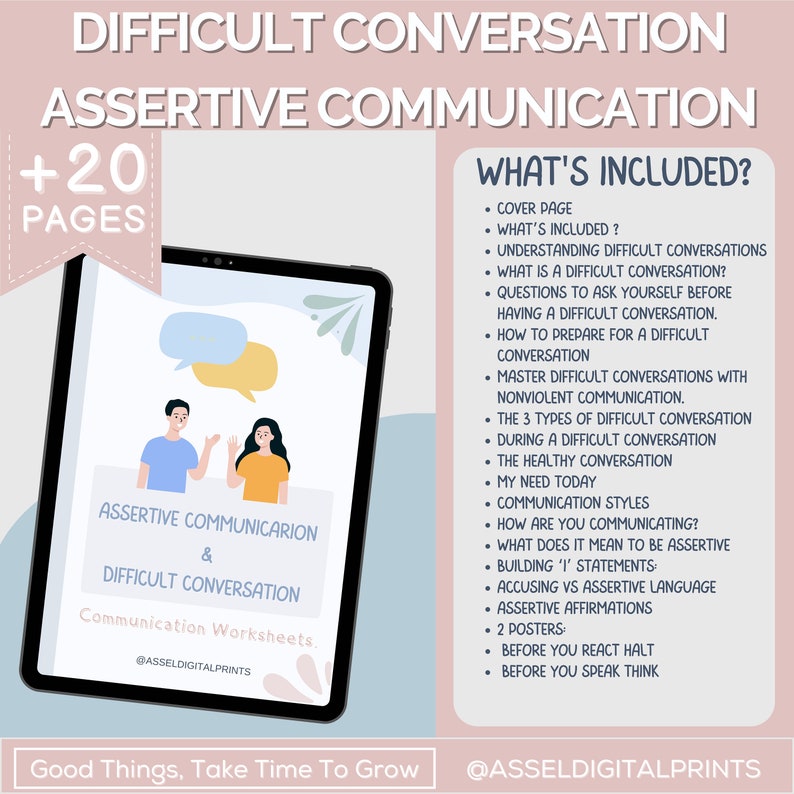 Difficult Conversations & Assertive Communication Worksheets (PDF) - Etsy