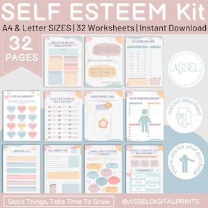 Self Esteem Worksheet Bundle,confidence Worksheets, Gratitude Journal ...