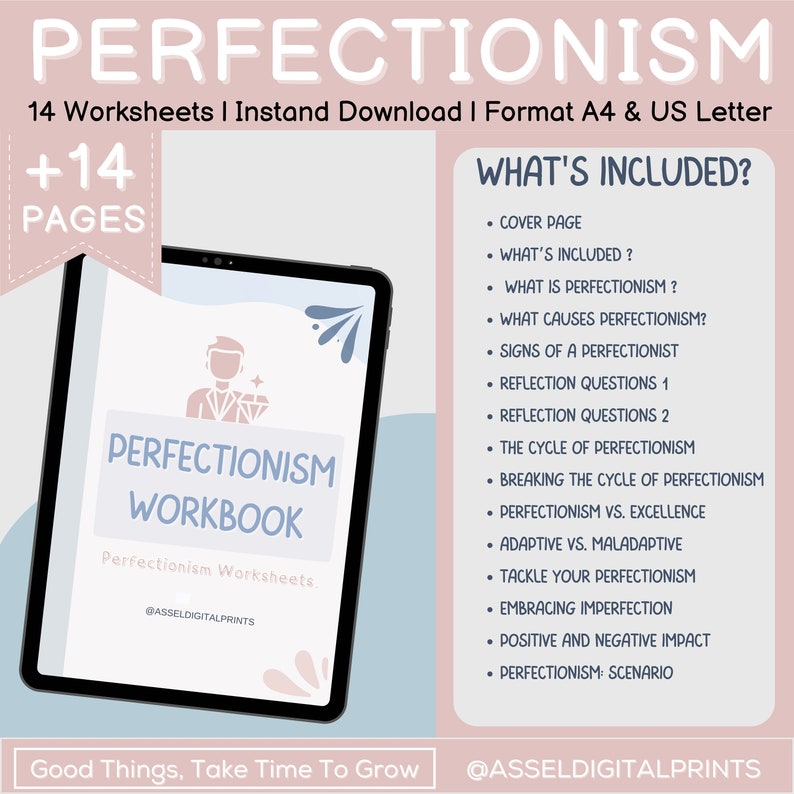 Perfectionism Workbook, CBT Self-help Worksheets (PDF) - Etsy