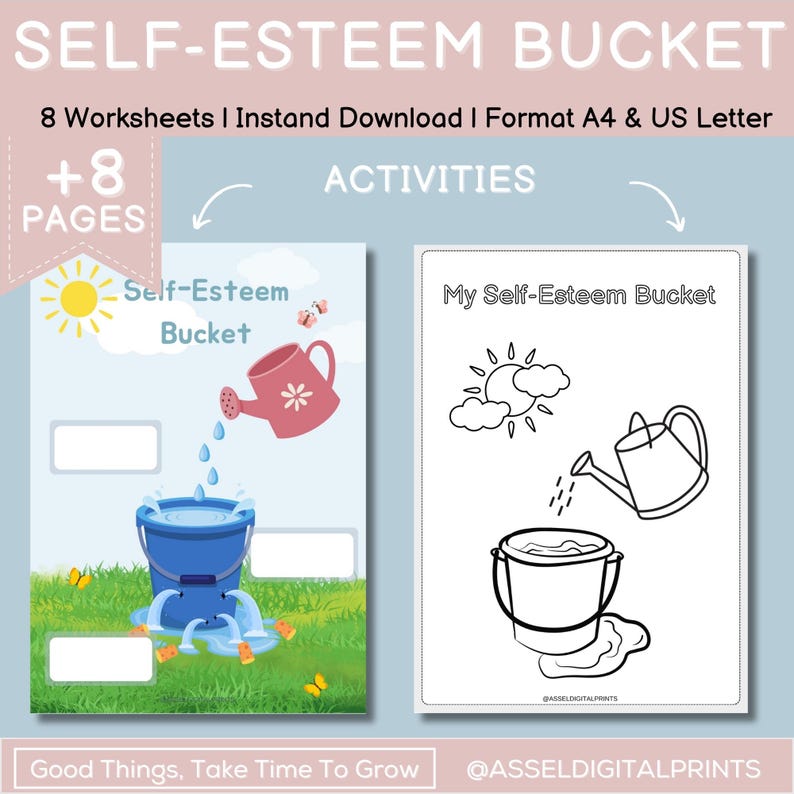 Self Esteem Bucket Worksheets , DBT Confidence Worksheets, Therapy ...