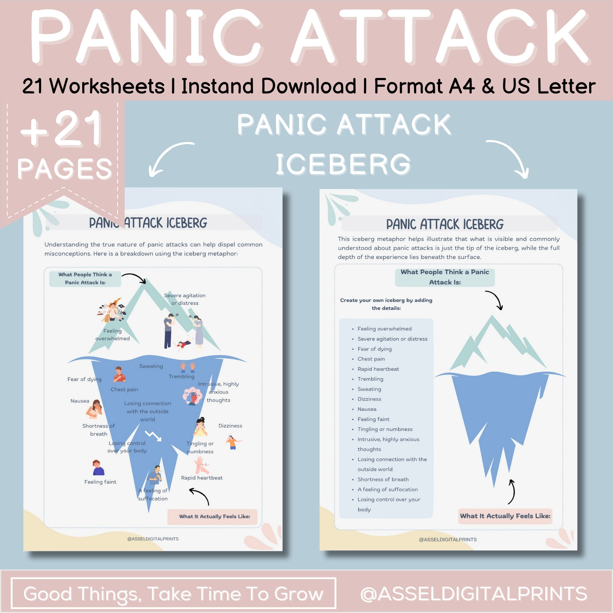 Panic Disorder Worksheet ,panic Attack Workbook, Supporting Someone ...