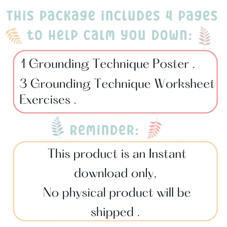 Grounding Technique Worksheet, Therapy Exercises (digital Download) - Etsy