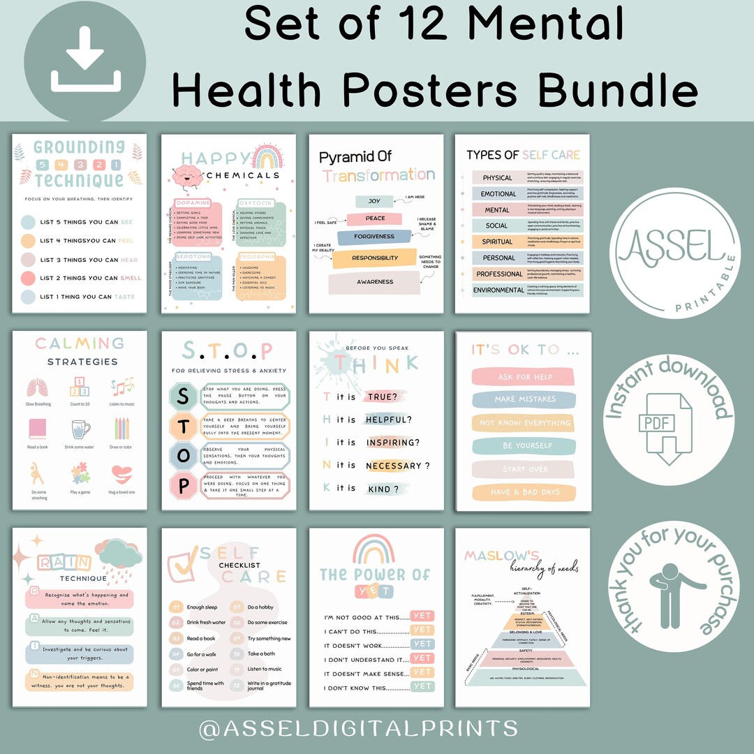 12 Therapist Office Decor School Counselor Posters Social Worker School ...