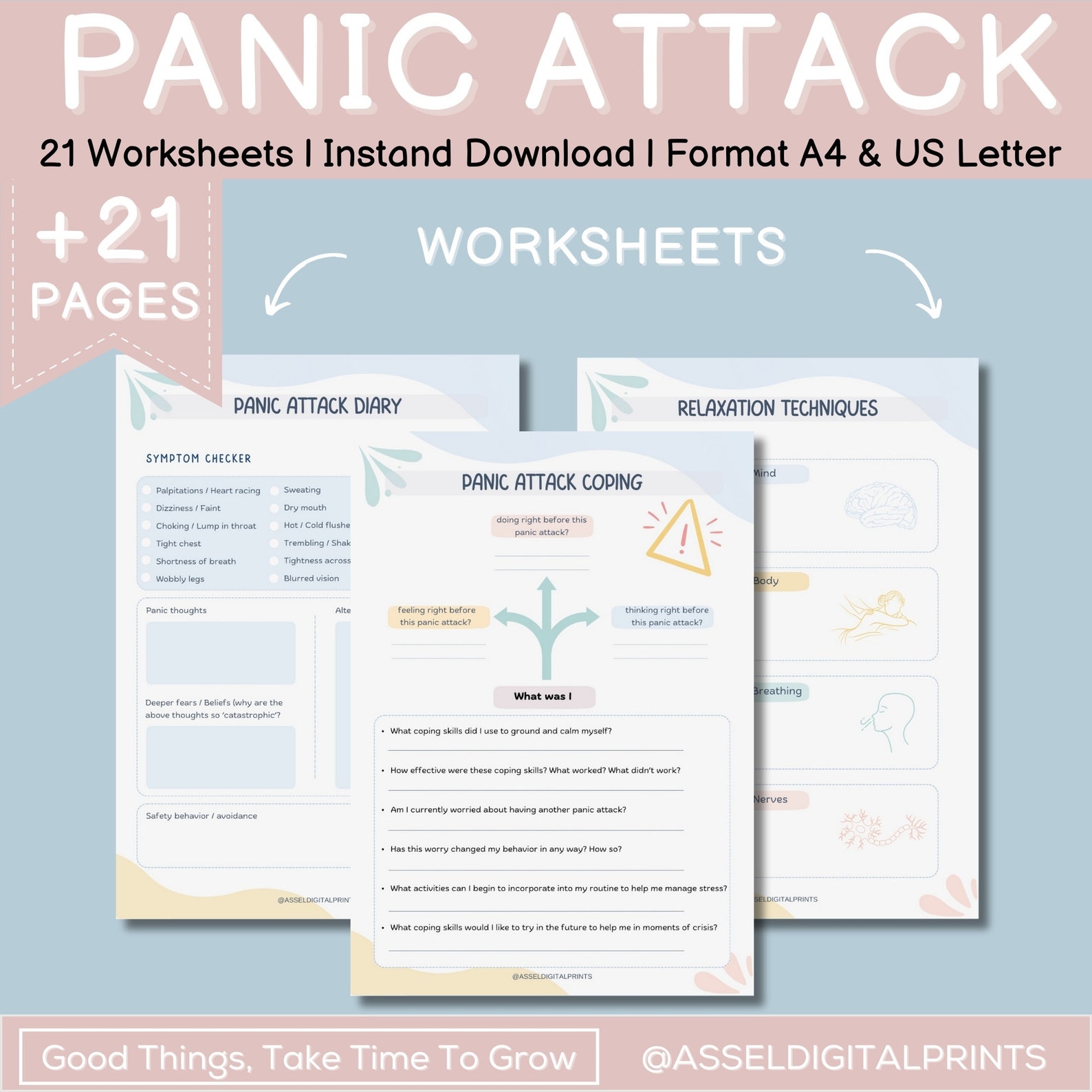 Panic Disorder Worksheet ,panic Attack Workbook, Supporting Someone Through Panic, Anxiety ...
