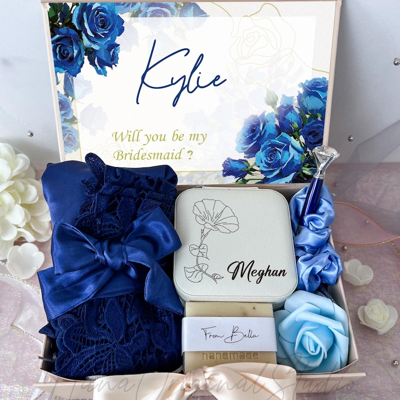 Dark Blue Bridesmaid Box - Etsy