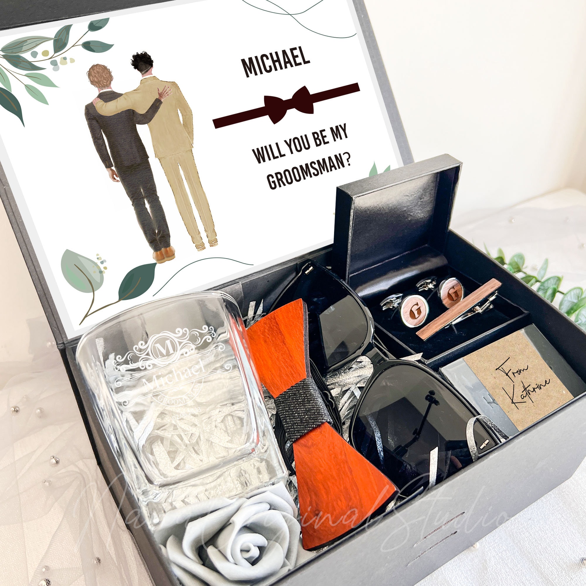 Groomsmen Proposal Gift Box With Card Option Personalized - Etsy