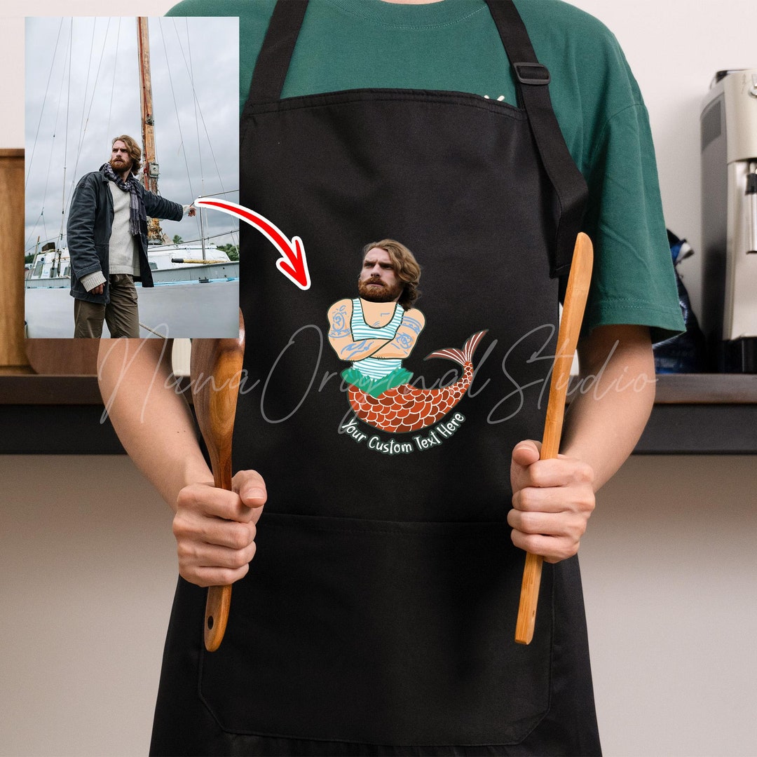 Mermaid Cartoon Body Apron, Custom Photo Apron, Funny Cartoon Body ...