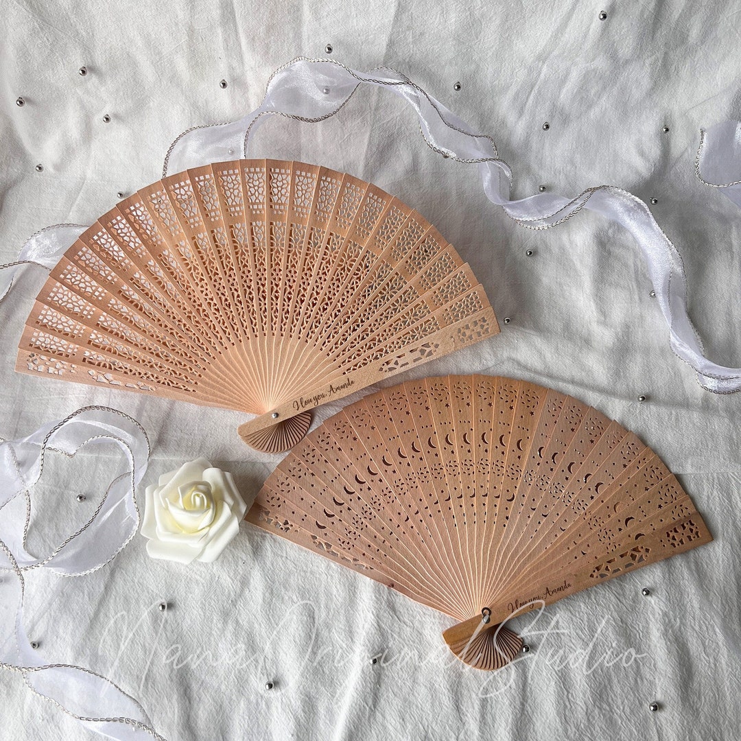 Personalized Wedding Hand Fans for Guest Wooden Engraved - Etsy