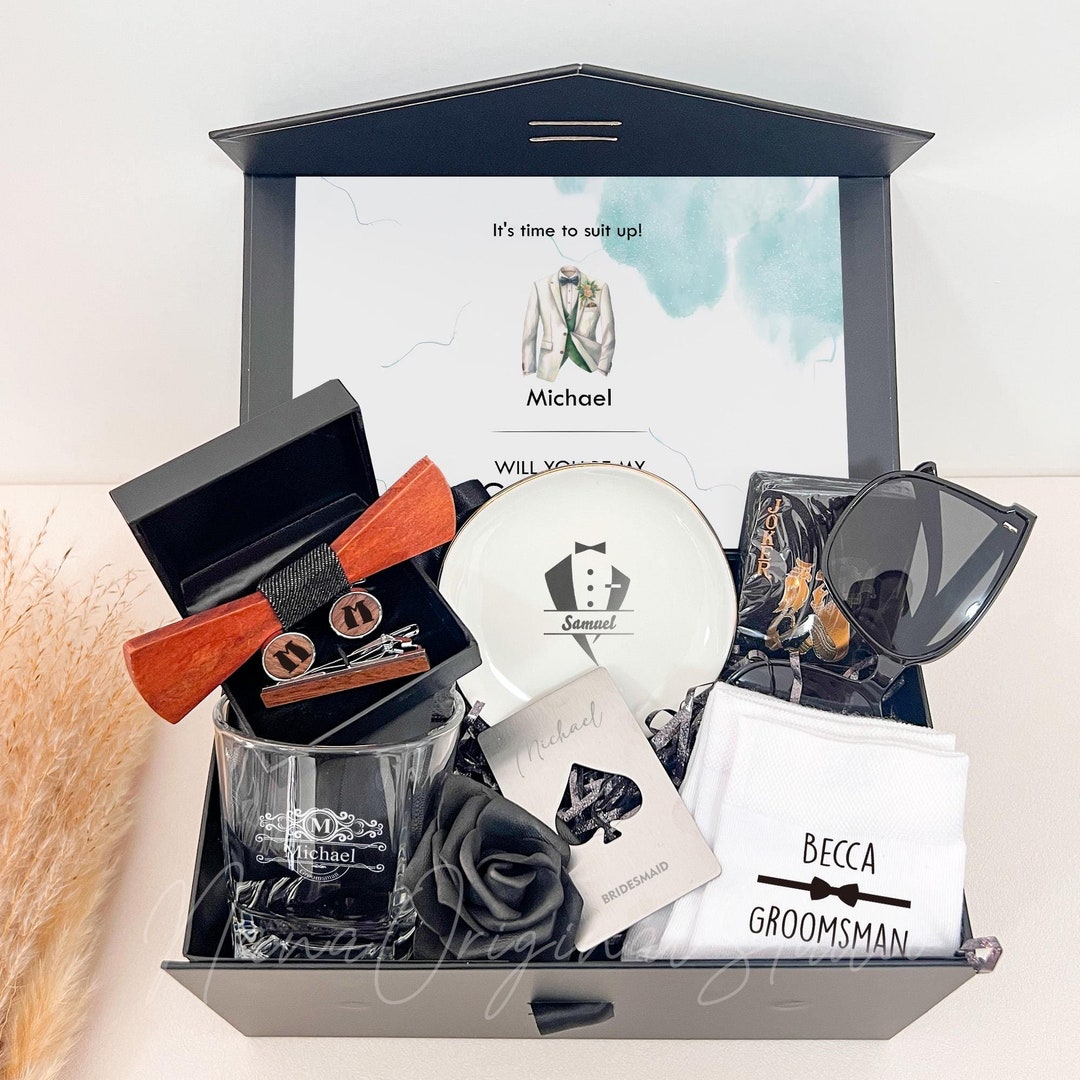 Luxury Groomsmen Proposal Box, Personalized Name Gift Set, Bachelor ...