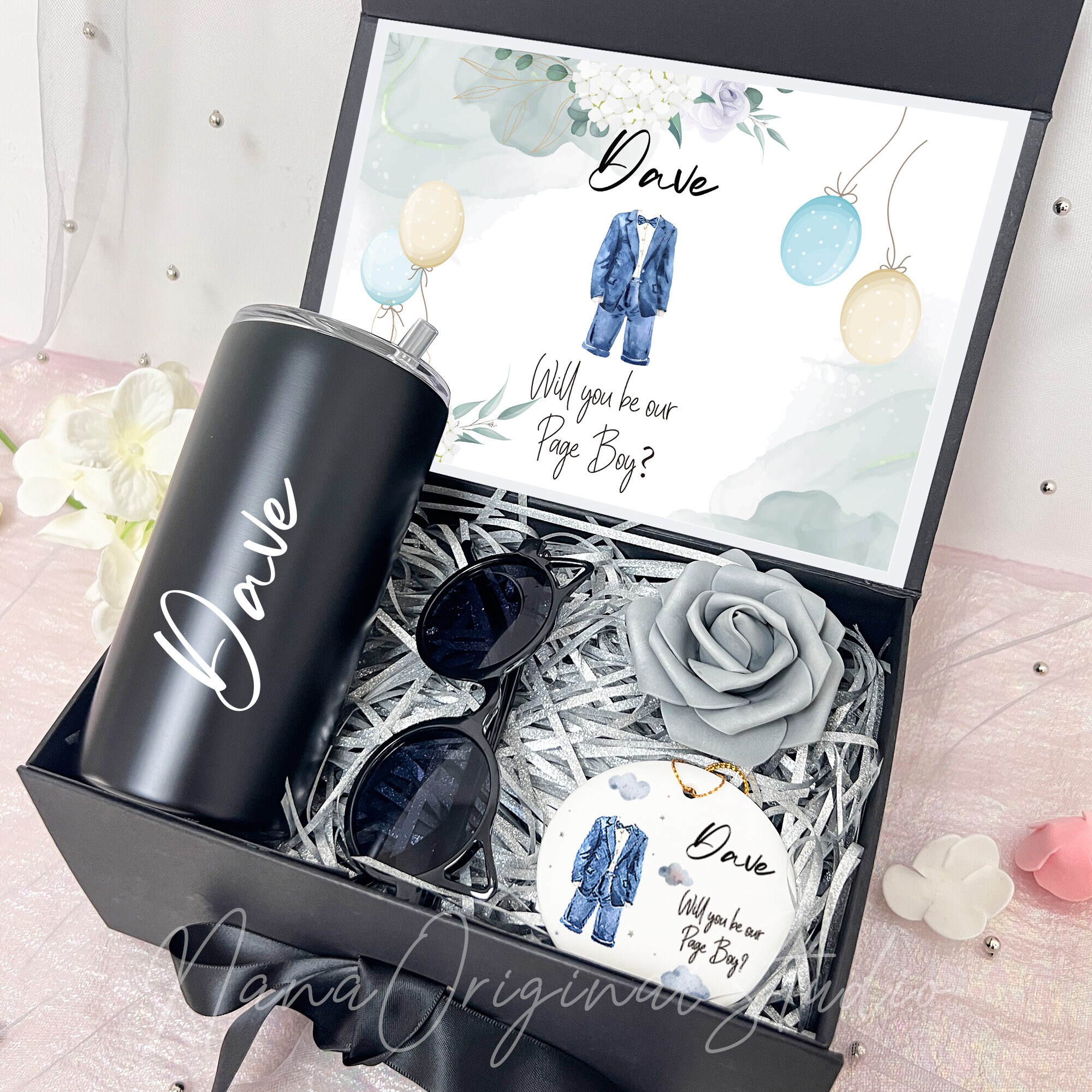 Black Page Boy Proposal Box With Sunglasses Will You Be My - Etsy Australia