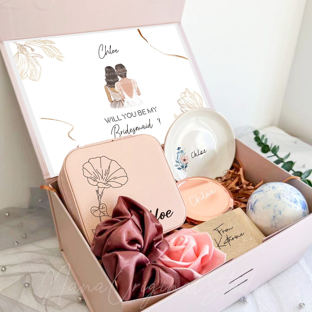 Wedding Bridesmaid Proposal Box, Personalized Proposal Box With Jewelry ...